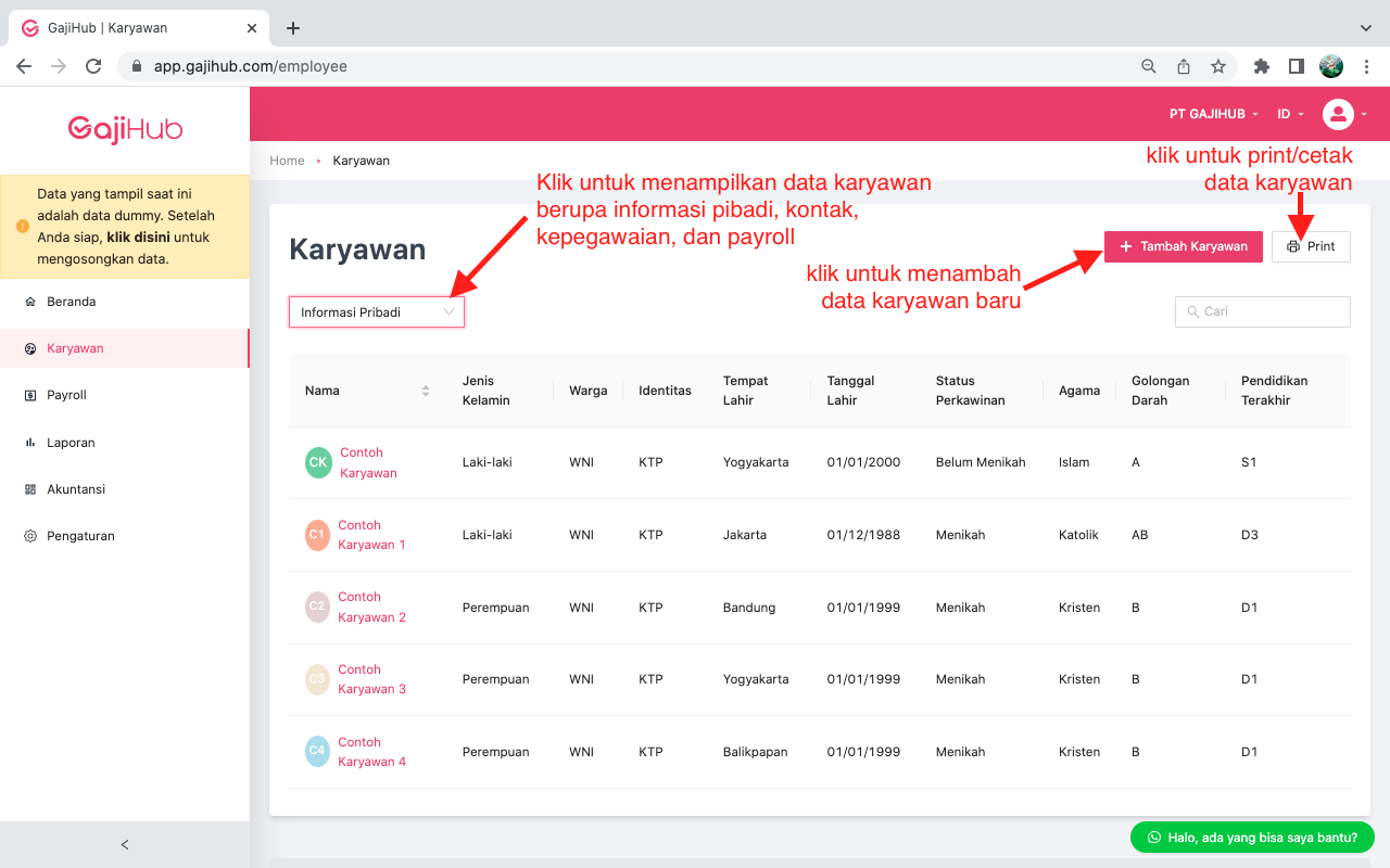 Cara Menambah Data Karyawan di GajiHub - Software Payroll Gajihub