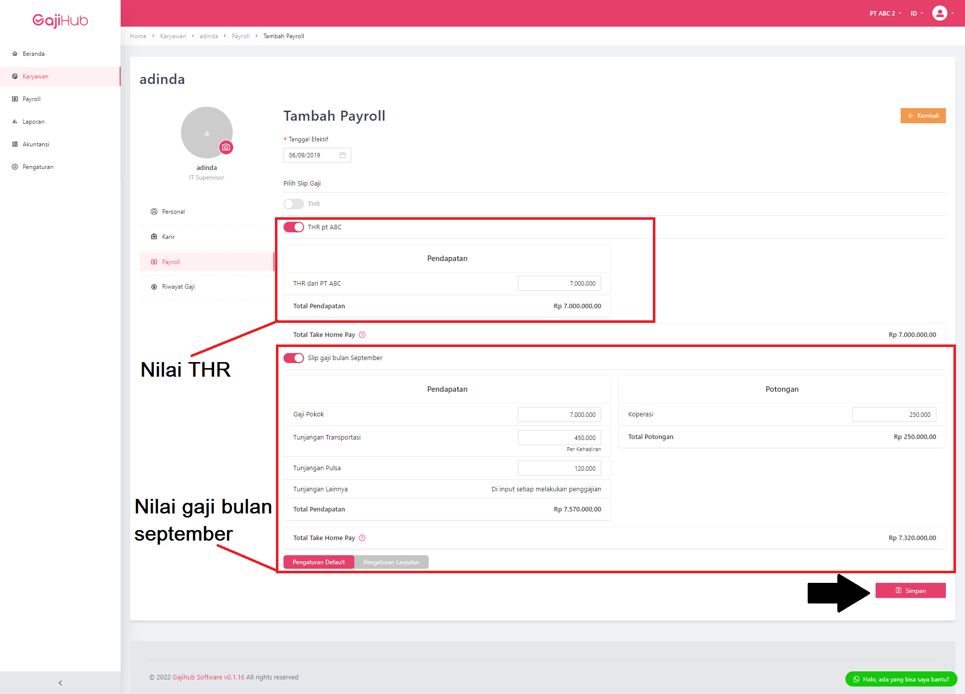 Cara Setup Penggajian Masing-masing Karyawan di GajiHub
